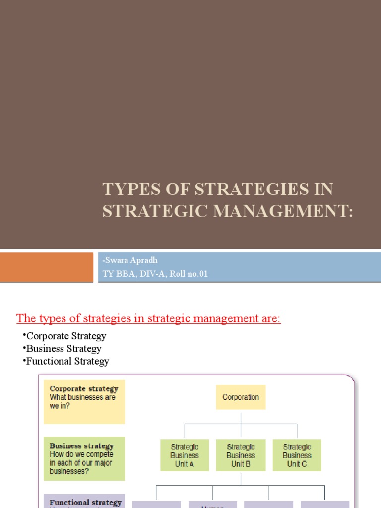 Types of Strategies in Strategic Management | PDF | Strategic ...
