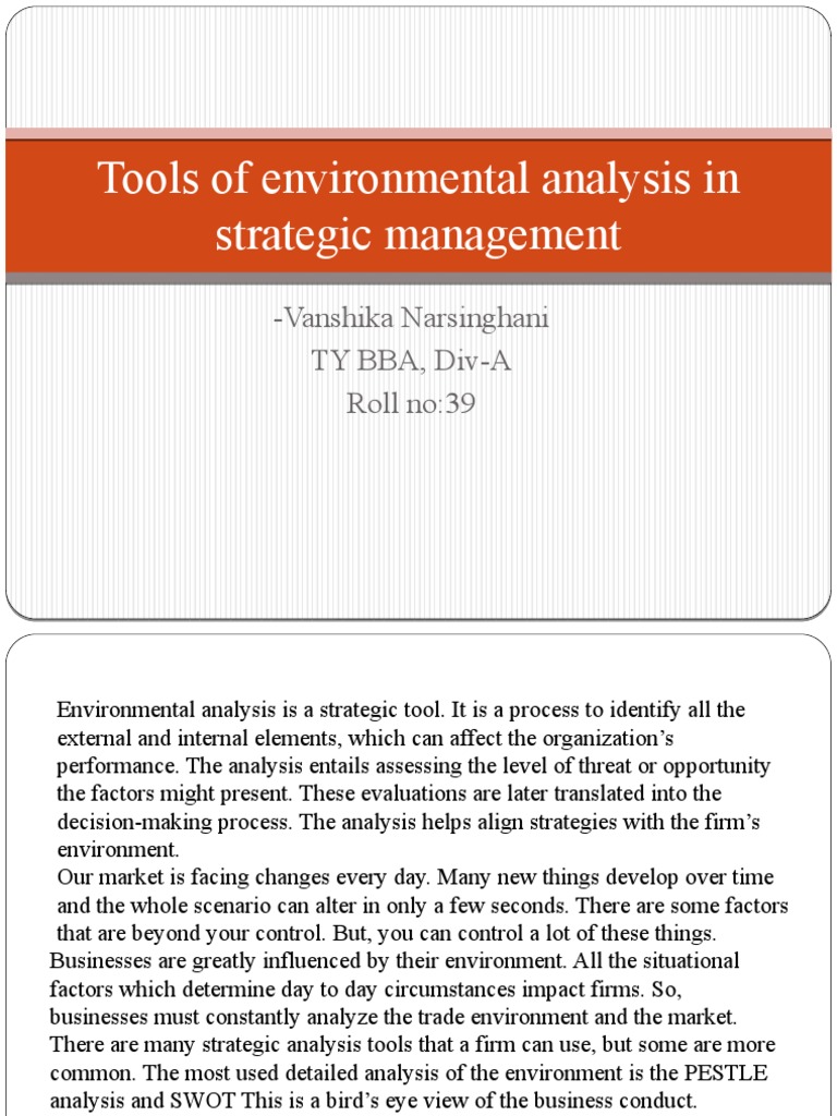 Tools of Environmental Analysis in Strategic Management | PDF | Swot ...