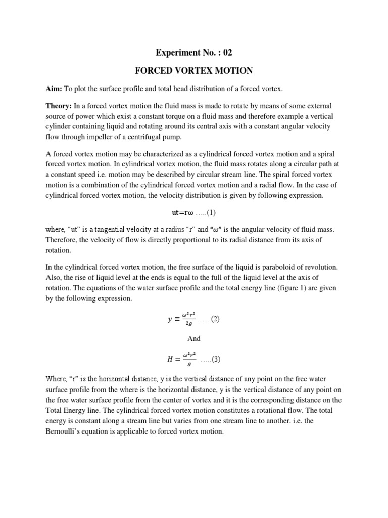 Forced Vortex Motion | PDF | Vortices | Rotation Around A Fixed Axis