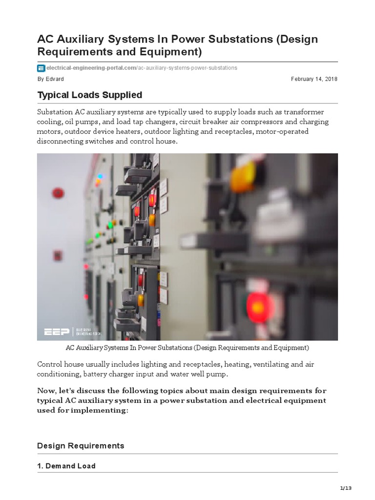 AC Auxiliary Systems in Power Substations Design Requirements and ...