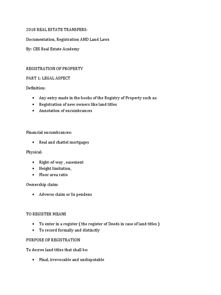 Real Estate Registration Overview 2025 | PDF | Conveyancing | Deed