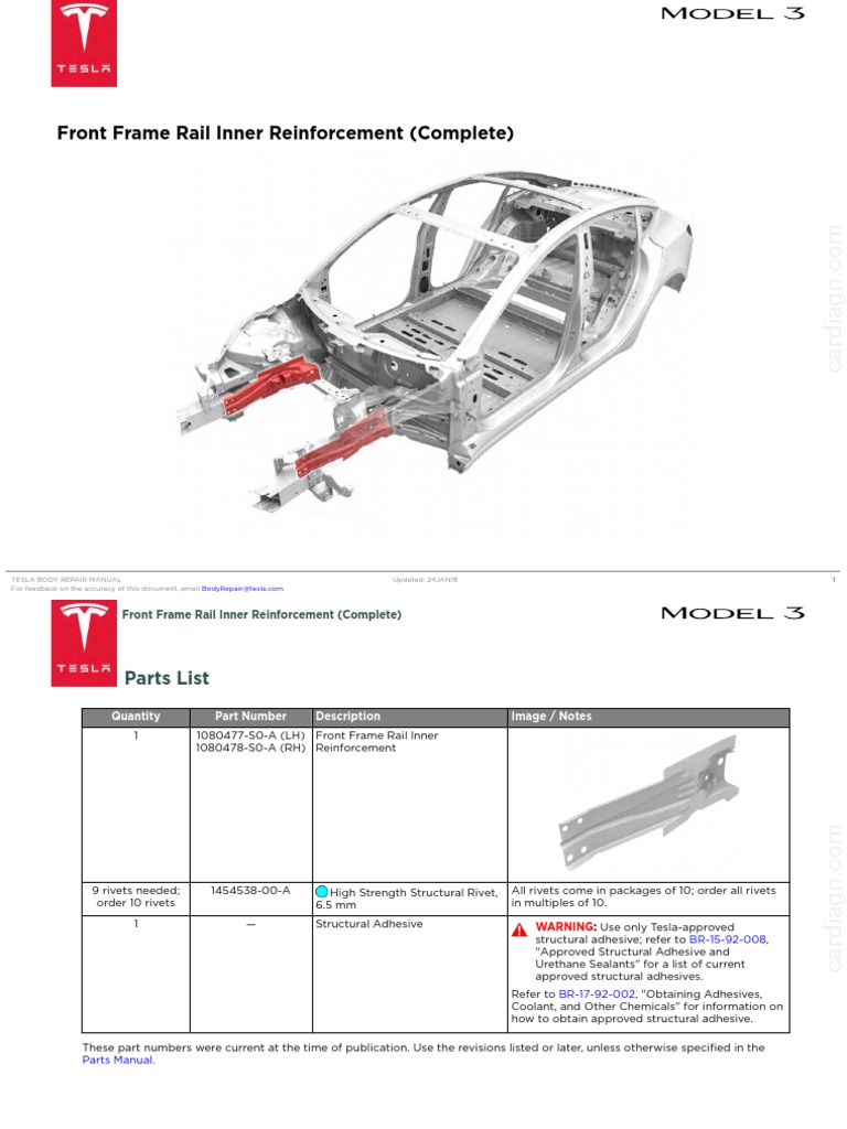 Front Frame Rail Inner Reinforcement (Complete) | PDF | Adhesive | Welding