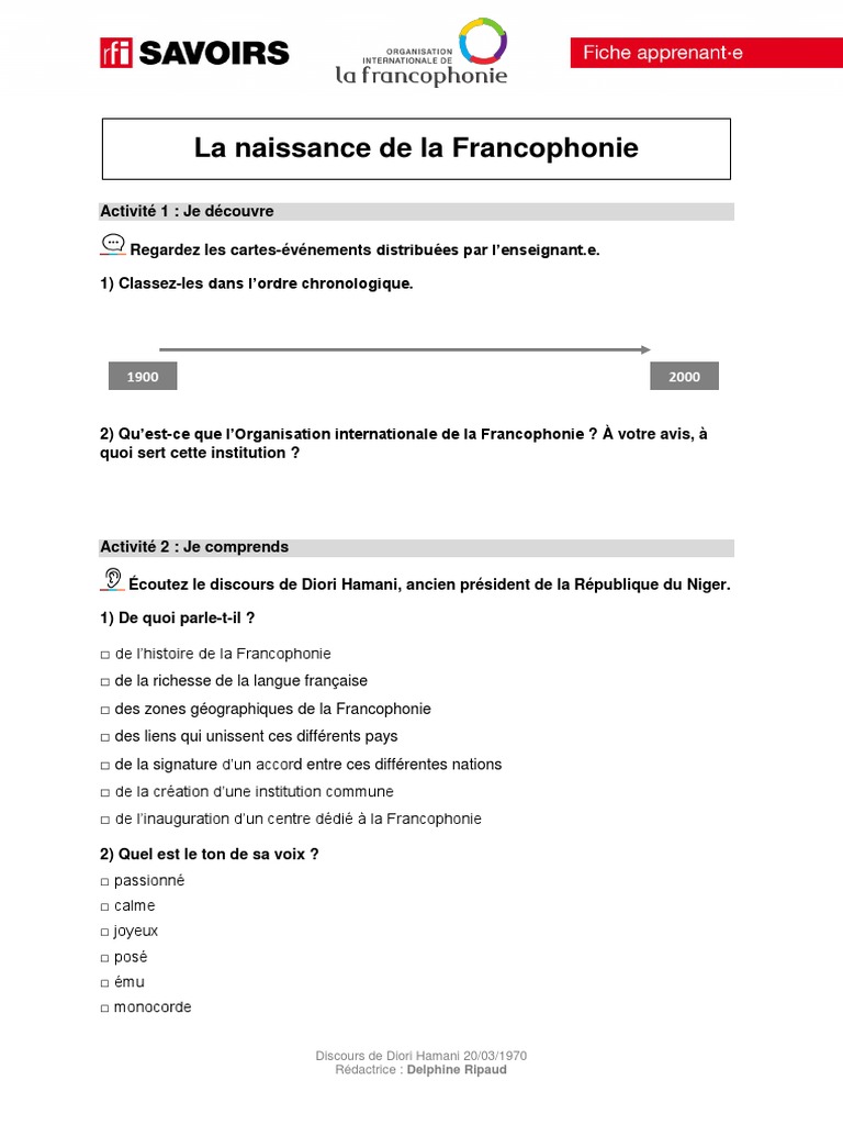 Discours de Diori Hamani sur la Francophonie | PDF