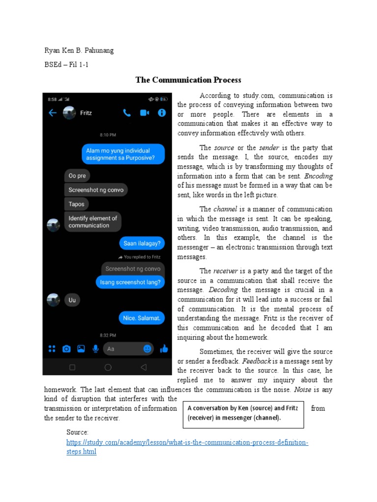 001 - Communication Process - Assignment | PDF | Communication | Information