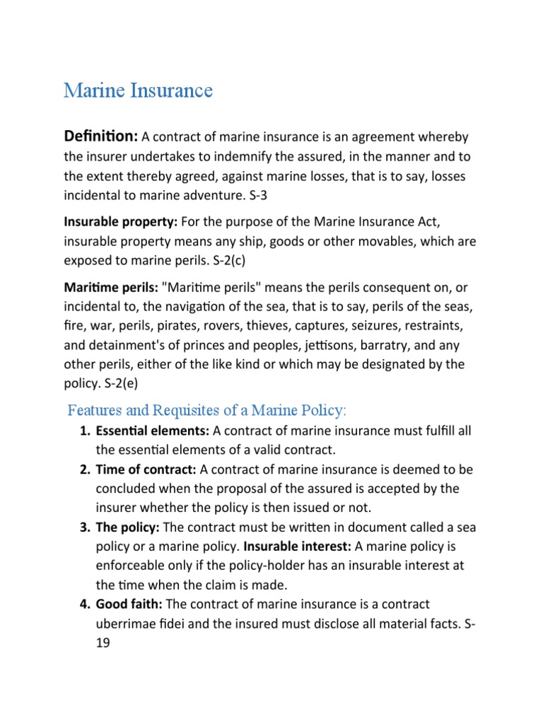 Marine Insurance: Definition | PDF | Insurance | Common Law