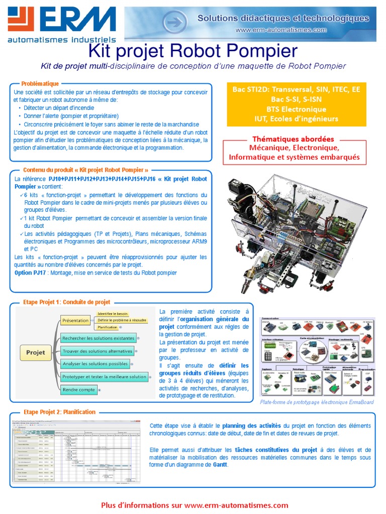 Kit de Projet Multi-Disciplinaire de Conception D'une Maquette de Robot Pompier | PDF | Arduino ...