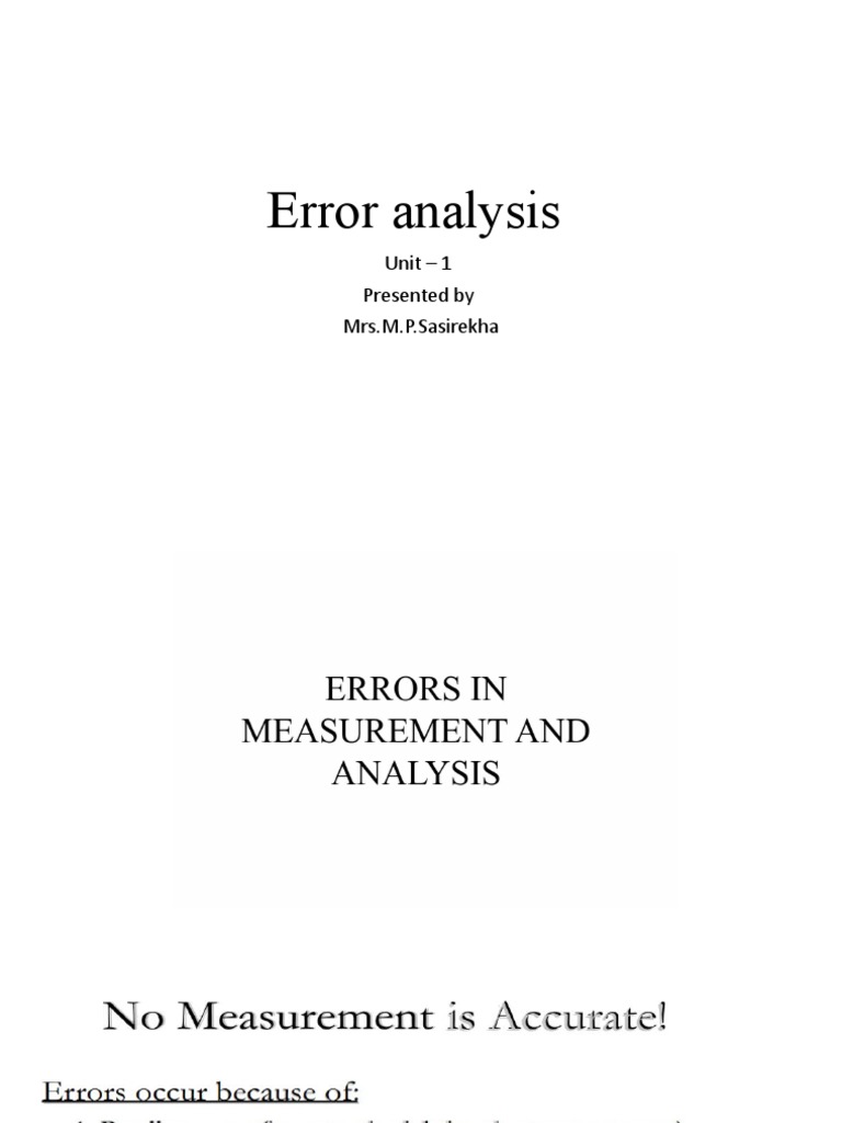 Arithmetic Mean And Error Analysis Pdf 1874