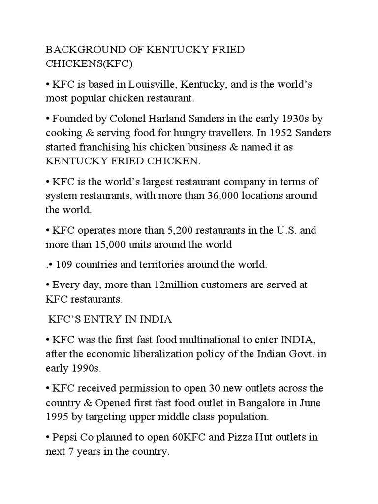 KFC Case Study | PDF | Food Industry | Business
