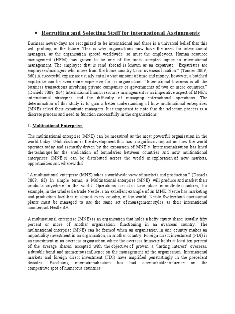 Recruiting and Selecting Staff For International Assignments | PDF ...