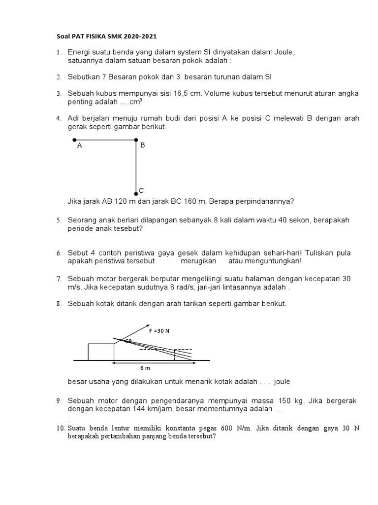 Soal PAT FISIKA SMK 2020-2021 | PDF