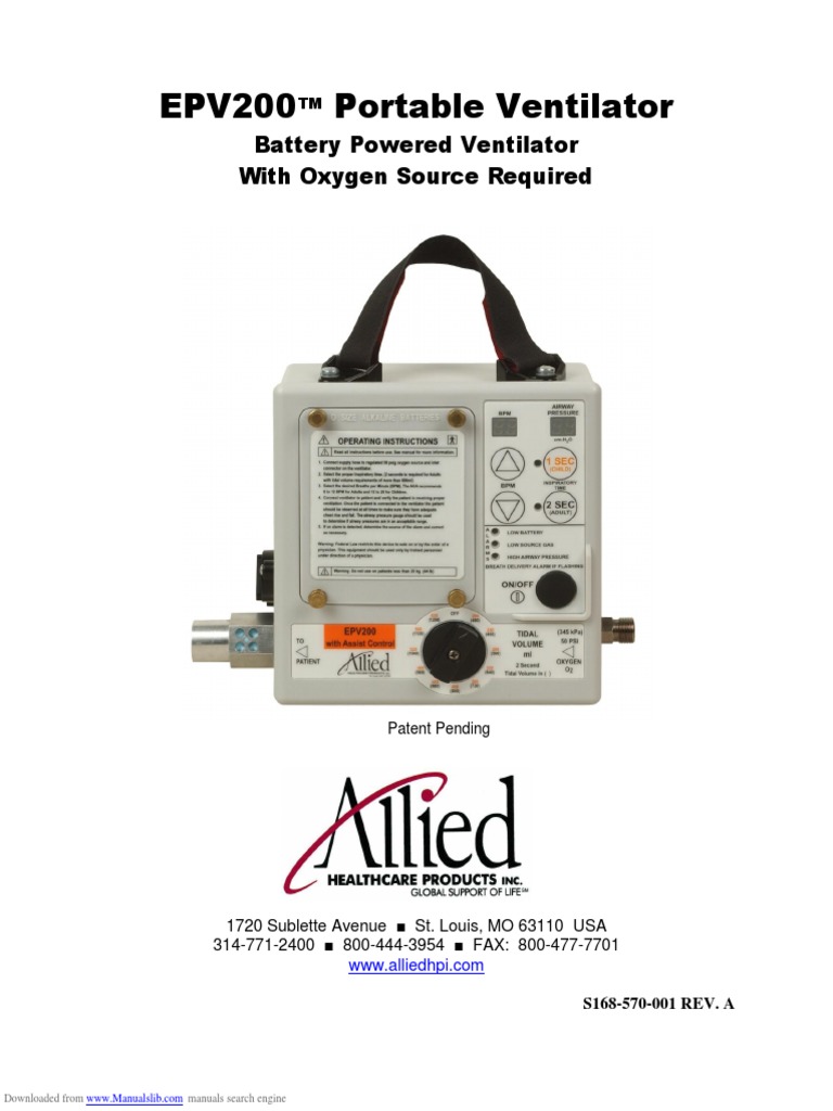 EPV200 Portable Ventilator: Battery Powered Ventilator With Oxygen ...