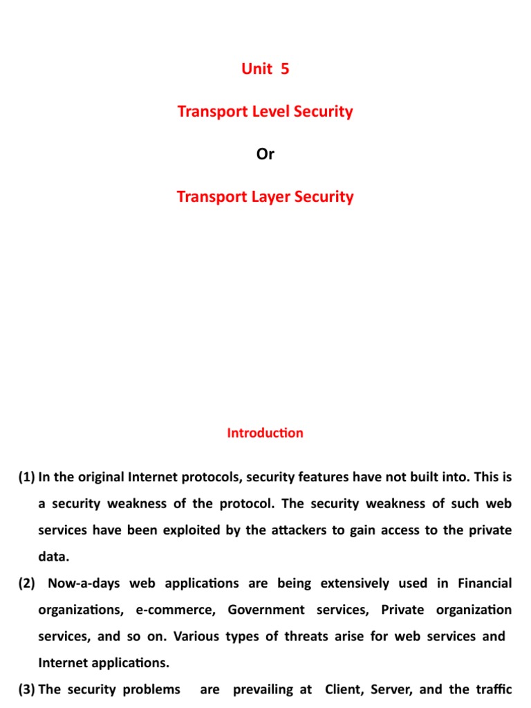 Unit 5 Transport Level Security | PDF | Transport Layer Security ...