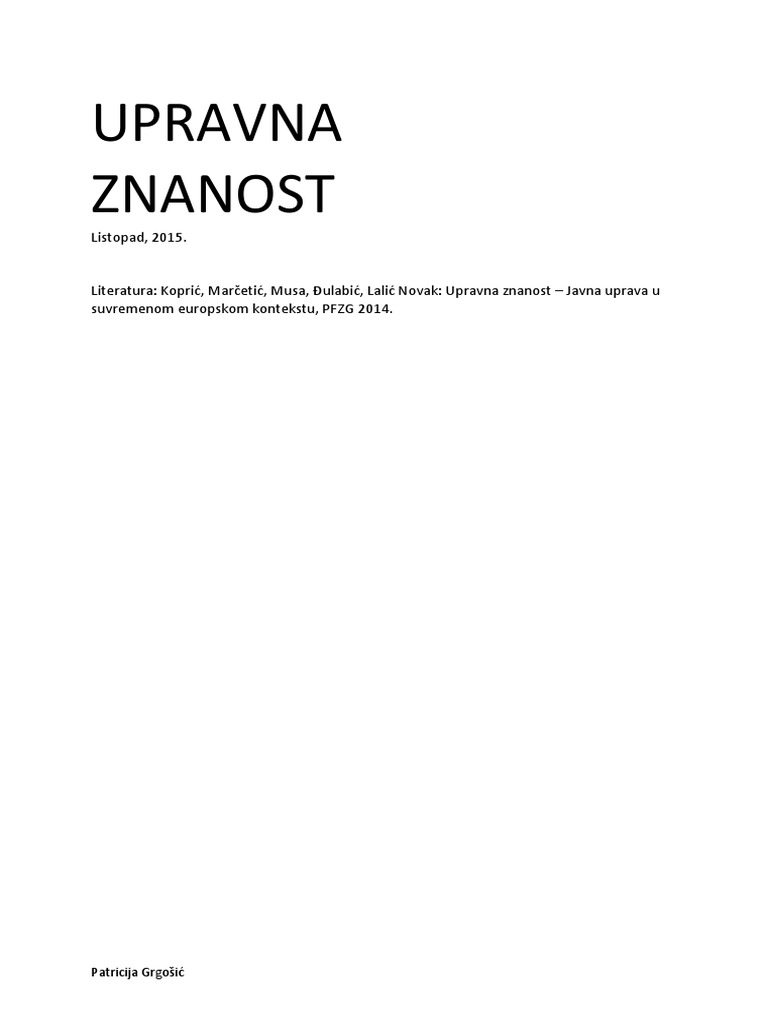 Skripta Upravna Znanost 2015 | PDF