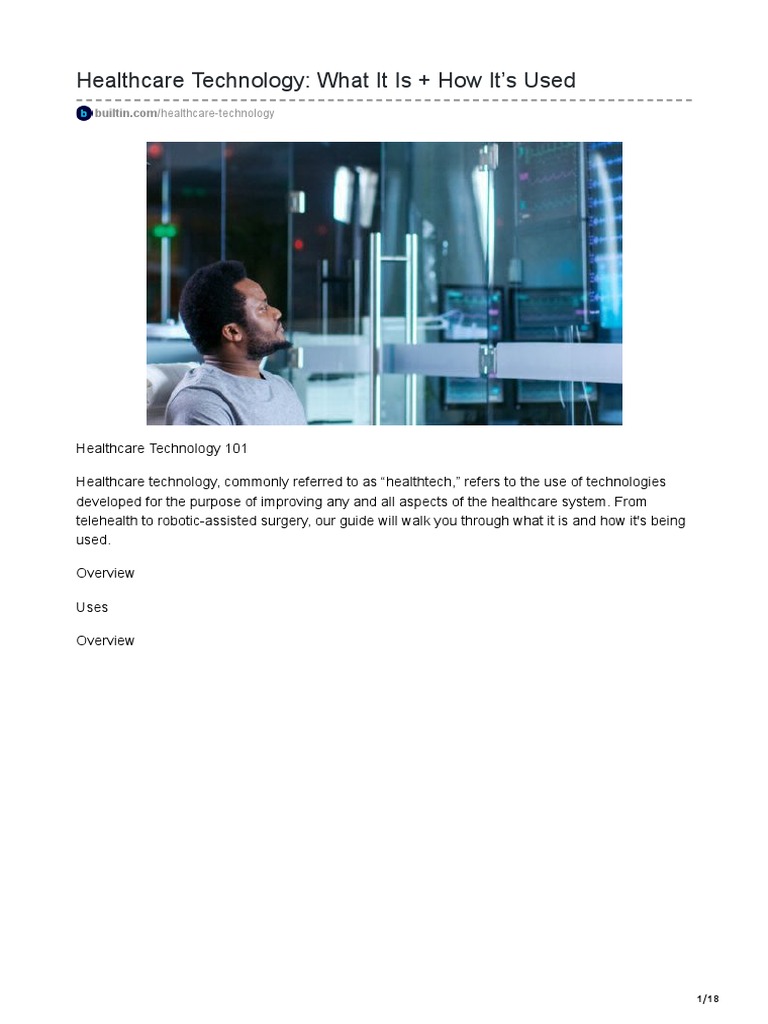 Healthcare Technology What It Is How Its Used | PDF | Health Care | Surgery