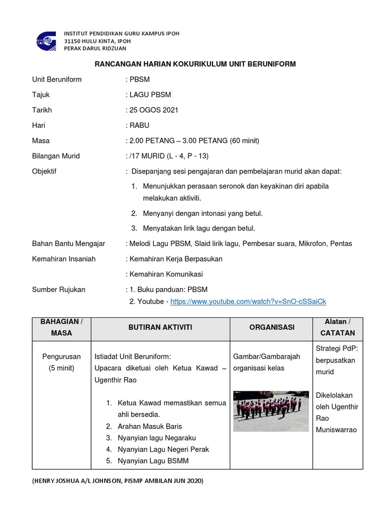RPH Unit Beruniform Lagu BSMM Henry v9 | PDF