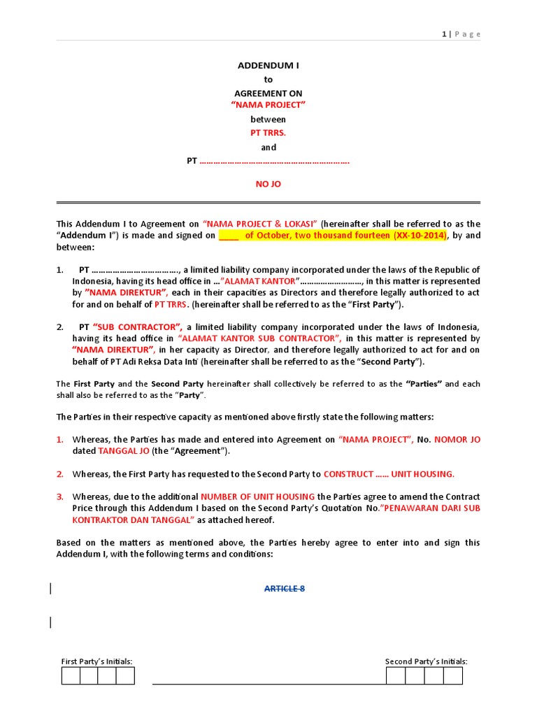 Contoh Addendum | PDF | Invoice | Value Added Tax