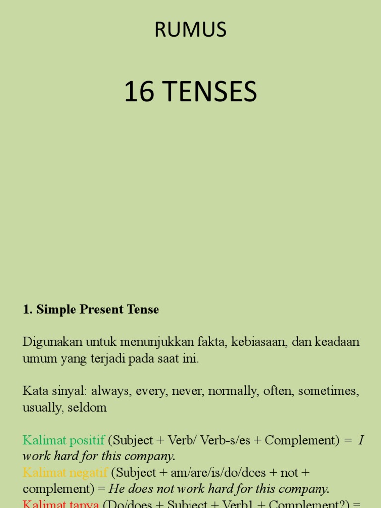 Rumus Tenses | PDF | Grammatical Tense | Linguistic Morphology