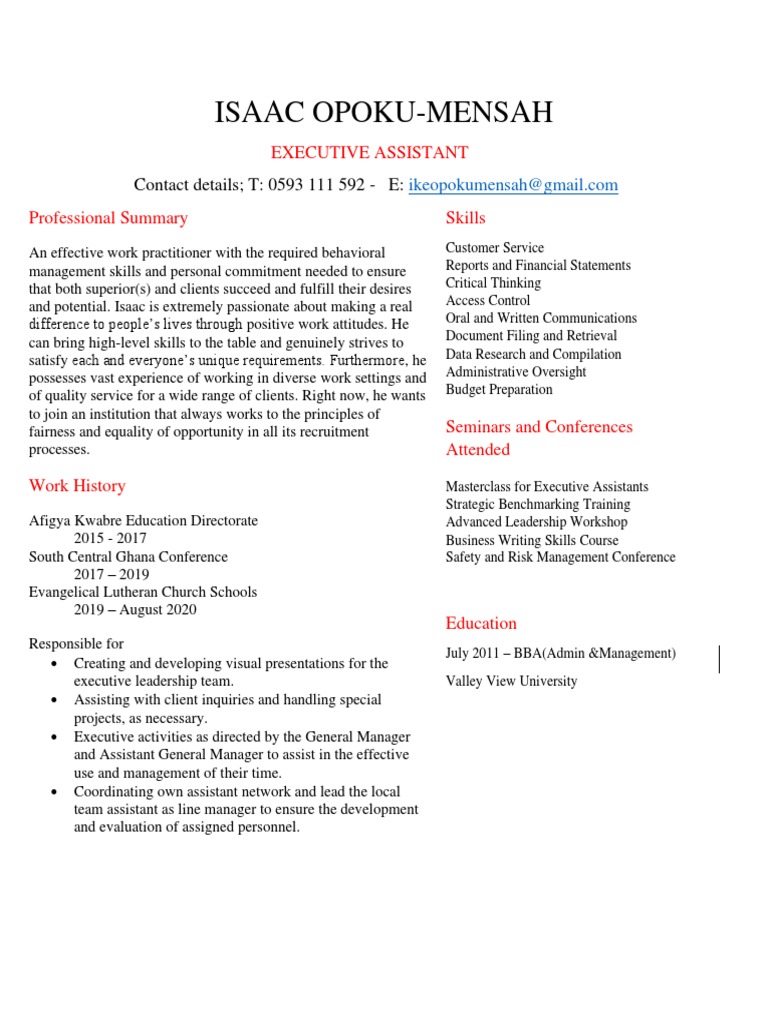 Isaac Opoku-Mensah Resume | PDF | Leadership | Business