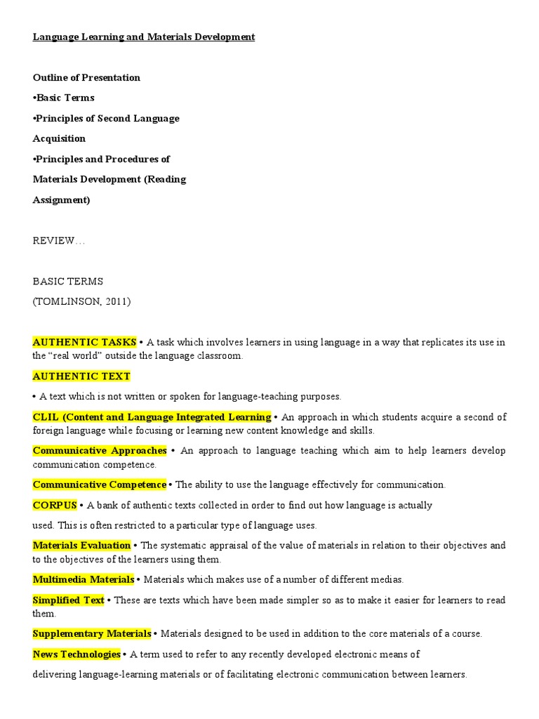 Language Learning Materials Development | PDF | Learning | Learning Styles