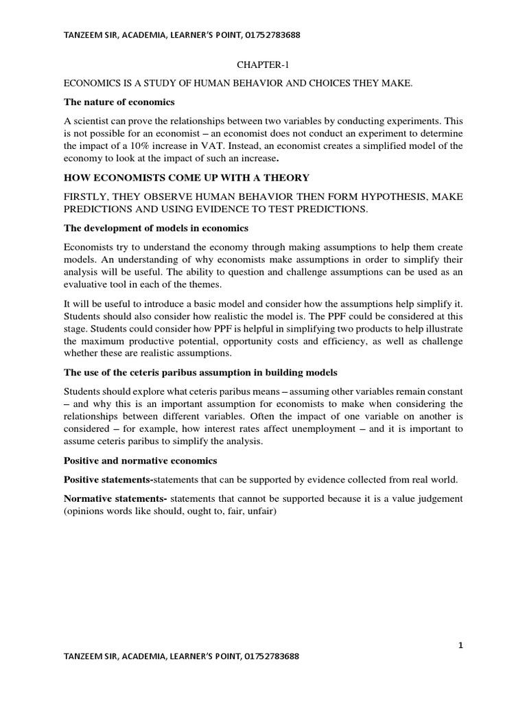 Ial Economics Chapter 1 | Download Free PDF | Economics | Scientific Method