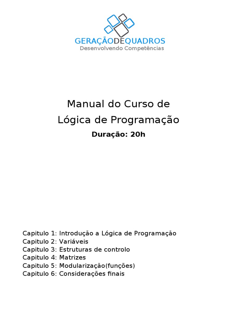 Manual Do Curso de Logica de Programacao | PDF | Algoritmos | Estrutura ...