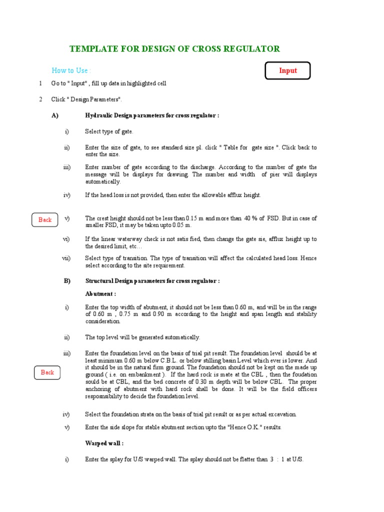 Cross Regulator Template | PDF | Spillway | Civil Engineering