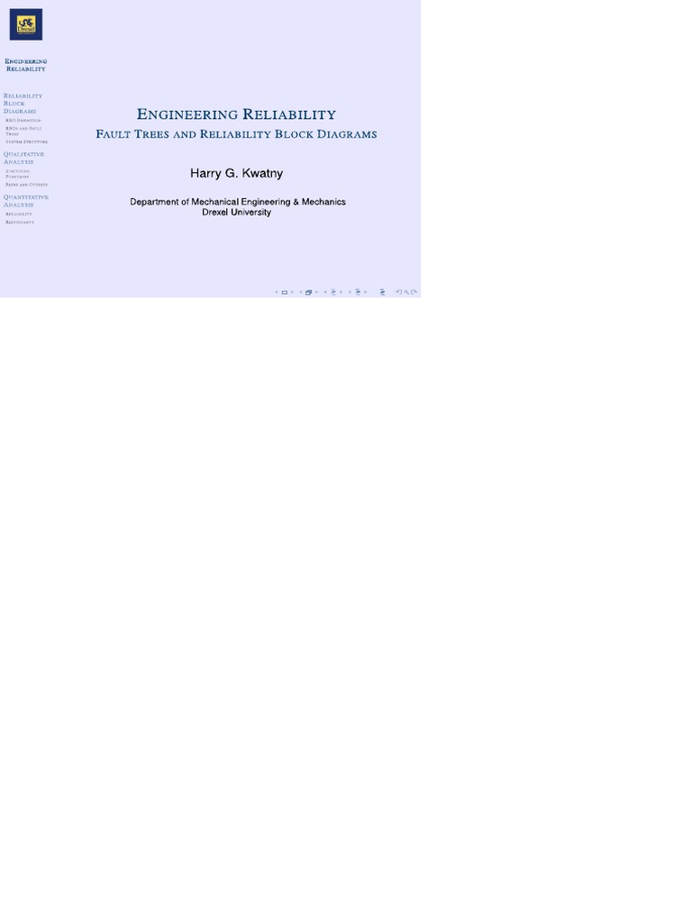 ENGINEERING RELIABILITY FAULT TREES AND RELIABILITY BLOCK DIAGRAMS by ...