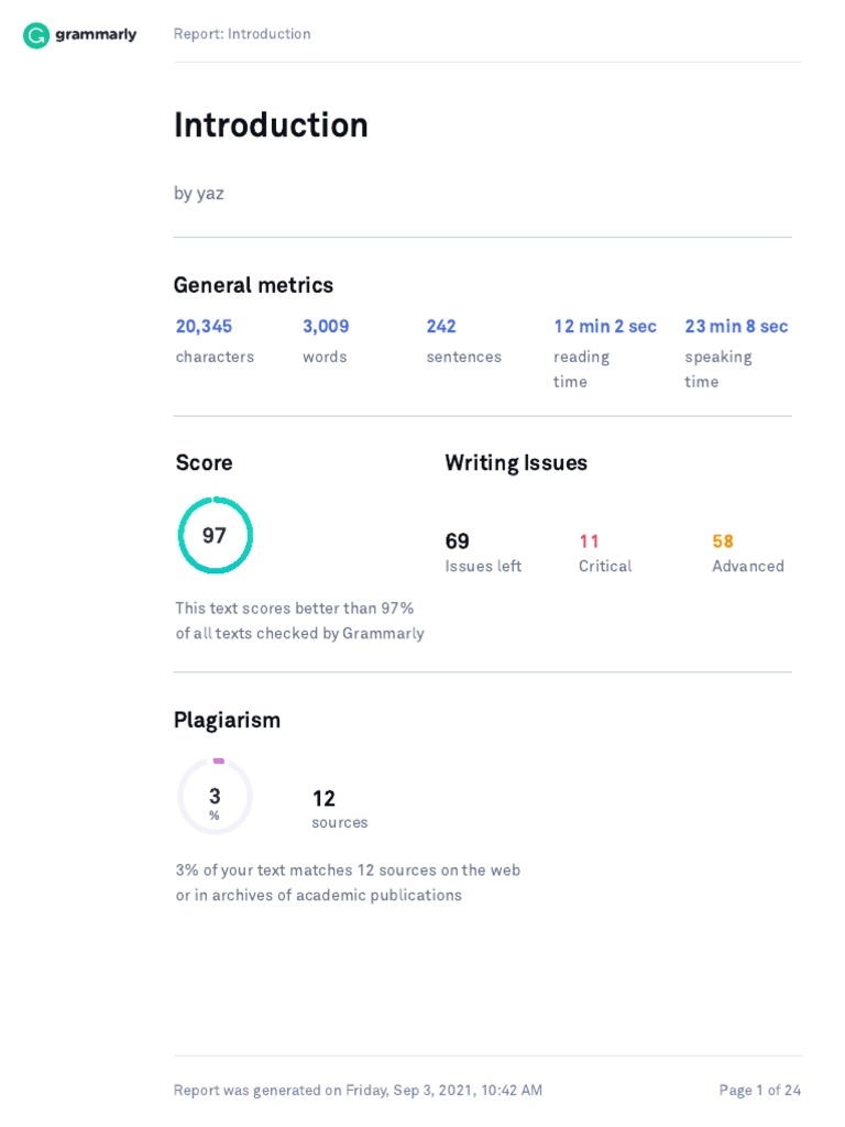Grammarly Score and Plagiarism Check Percentage | PDF | Android ...