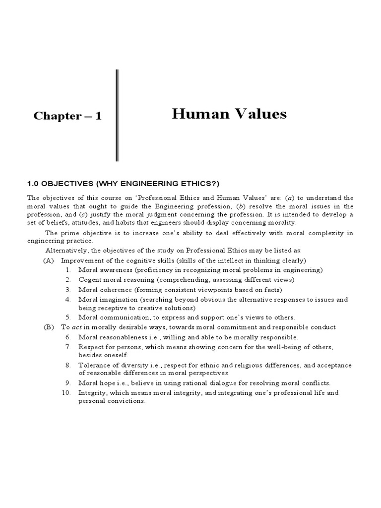 Professional Ethics and Human Values | PDF | Morality | Value (Ethics)