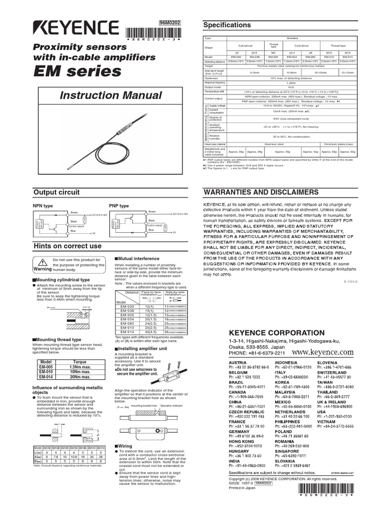 Keyence Sensor Instruction Manual | PDF | Bipolar Junction Transistor ...
