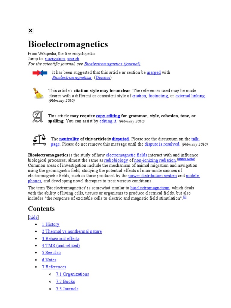 Bioelectromagnetics | PDF | Nature