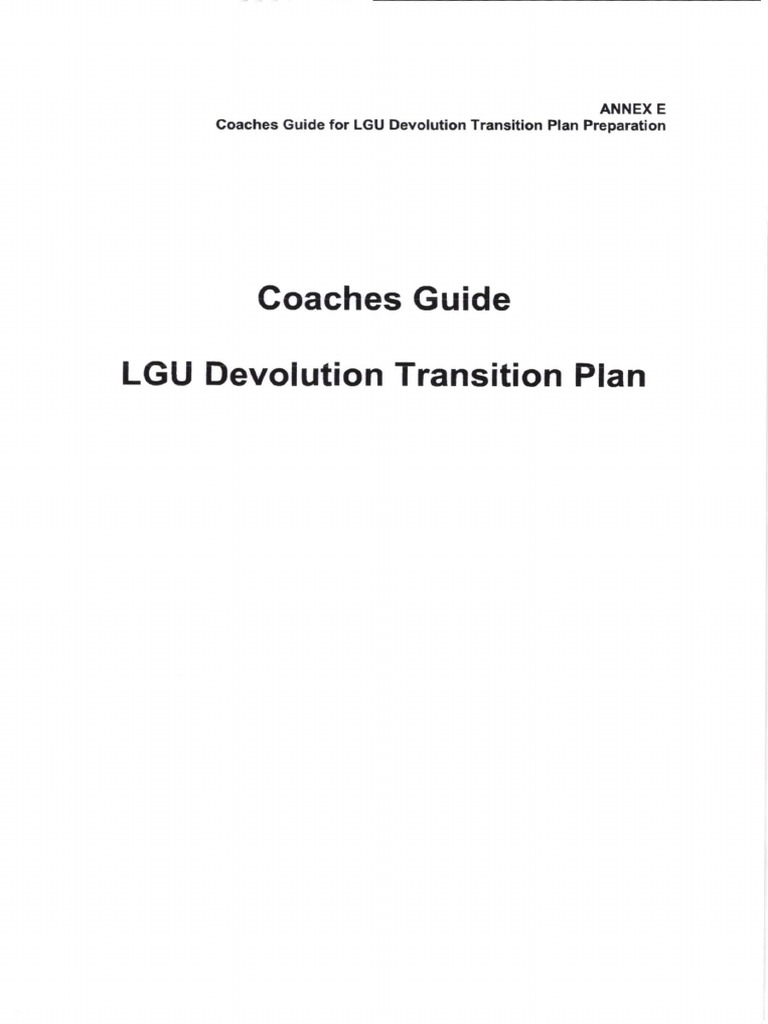 Coaches Guide Re LGU Devolution Transition Plan | PDF | Local Government | Devolution