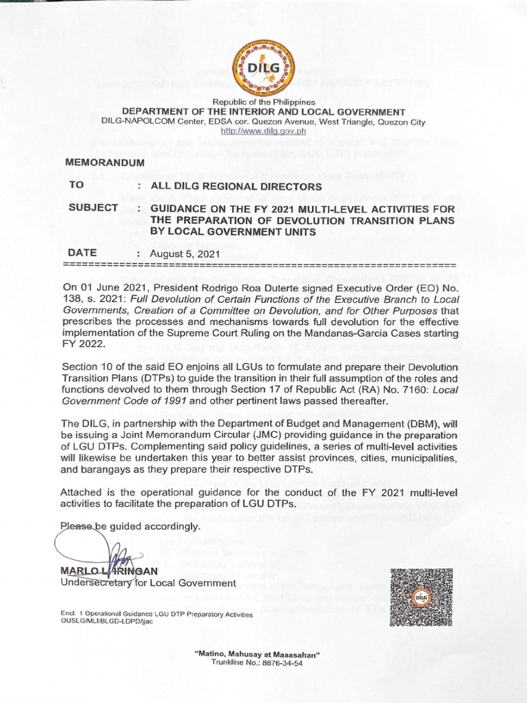 Unnumbered DILG Memorandum Dated 5 August 2021 | PDF