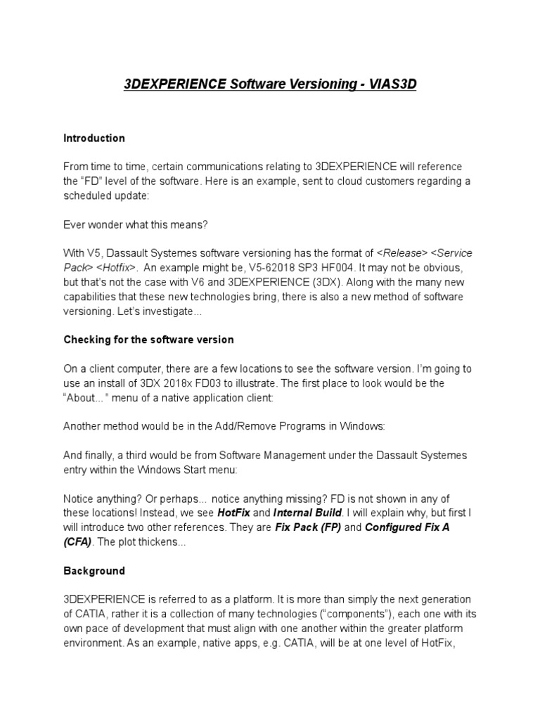 3DEXPERIENCE Software Versioning - VIAS3D | PDF | Microsoft Windows | Application Software