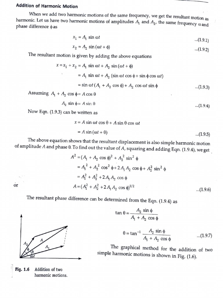 Addition of Simple Harmonic Motion | PDF | Trigonometric Functions | Angle