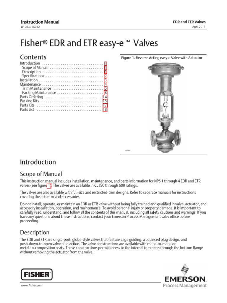 Fisher R EDR and ETR Easy Et Valves: Scope of Manual | PDF | Valve ...