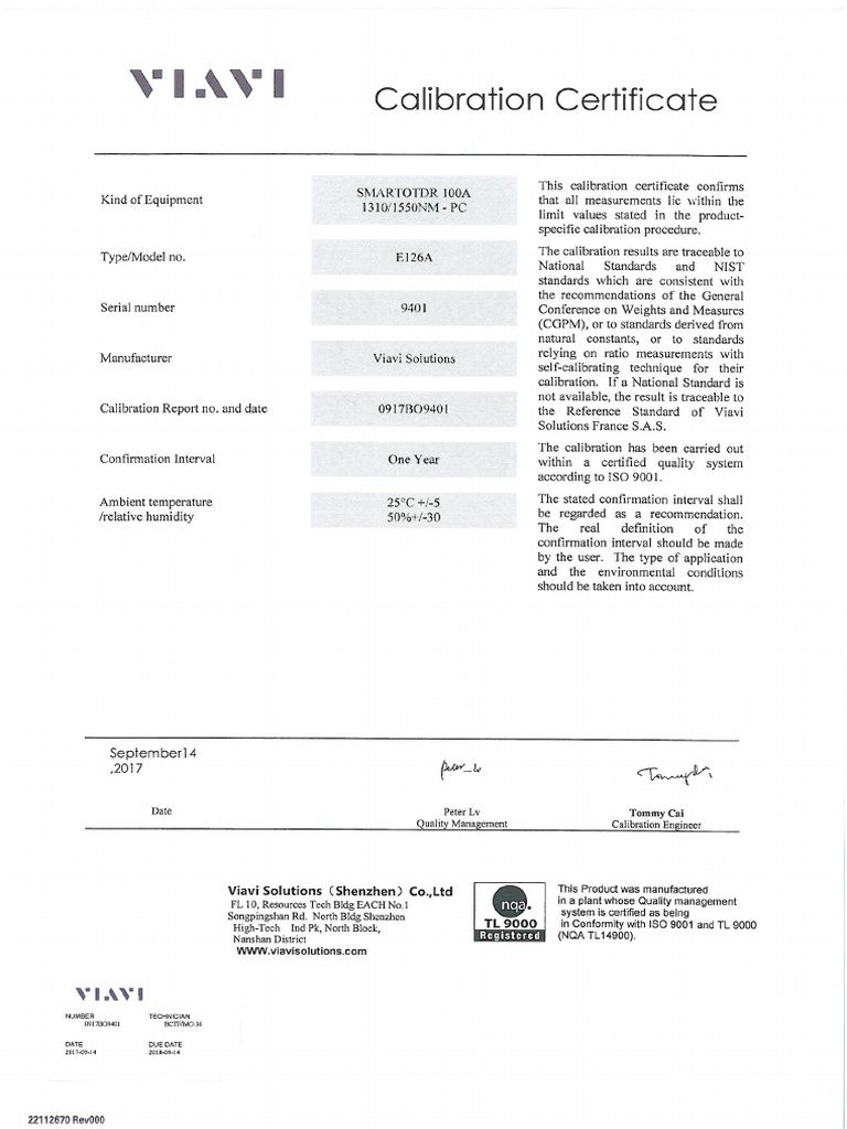 OTDR Calibration | PDF
