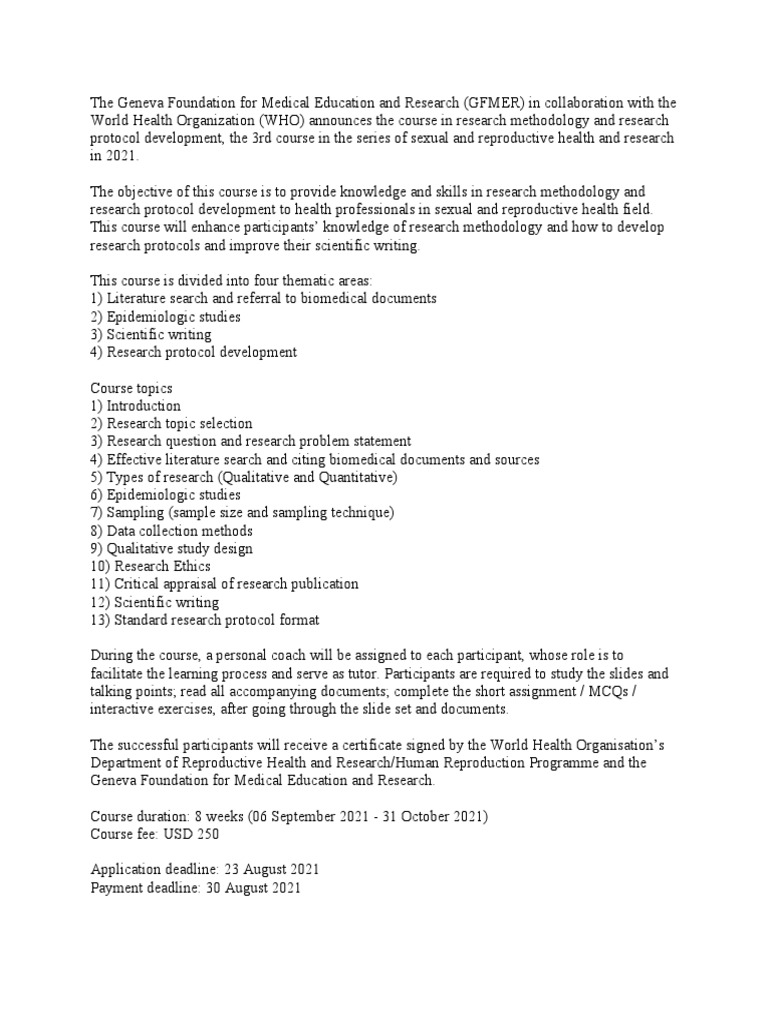 The Geneva Foundation For Medical Education and Research | PDF ...