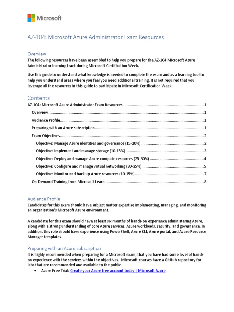 AZ-104 Study Guide | PDF | Microsoft Azure | Active Directory