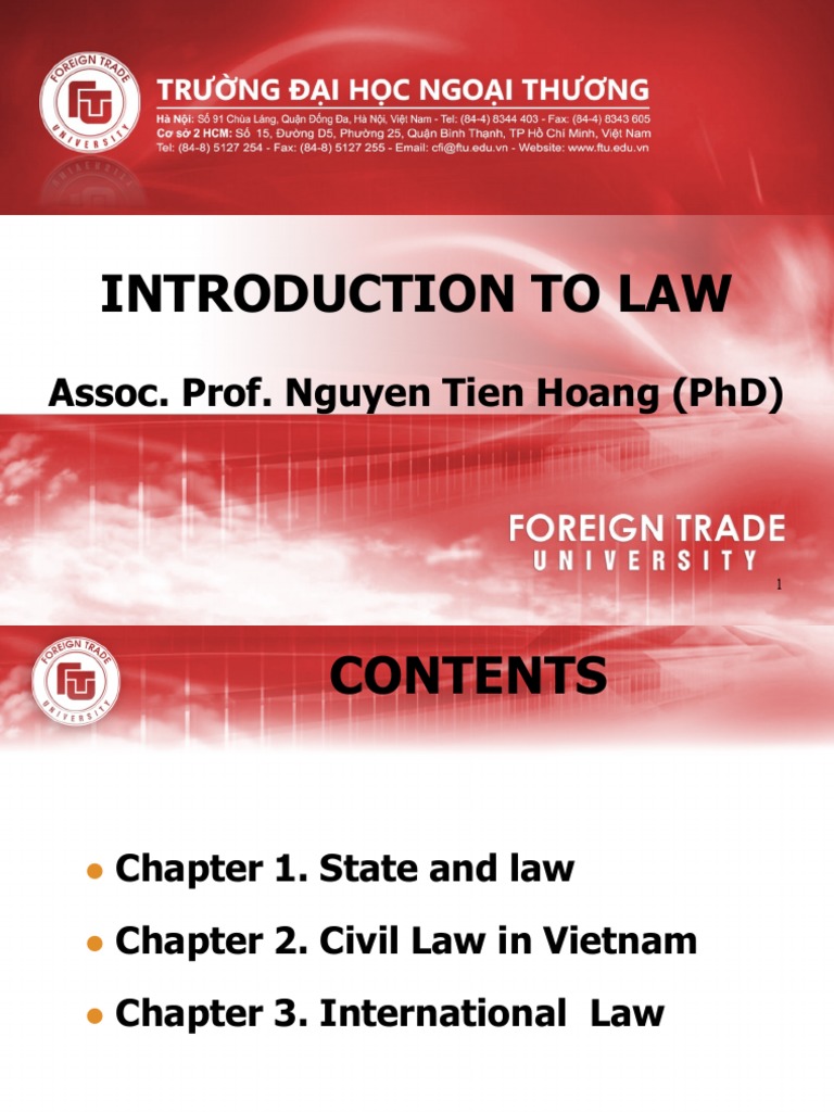 Introduction To Law: Assoc. Prof. Nguyen Tien Hoang (PHD) | PDF | Offer And Acceptance | Treaty