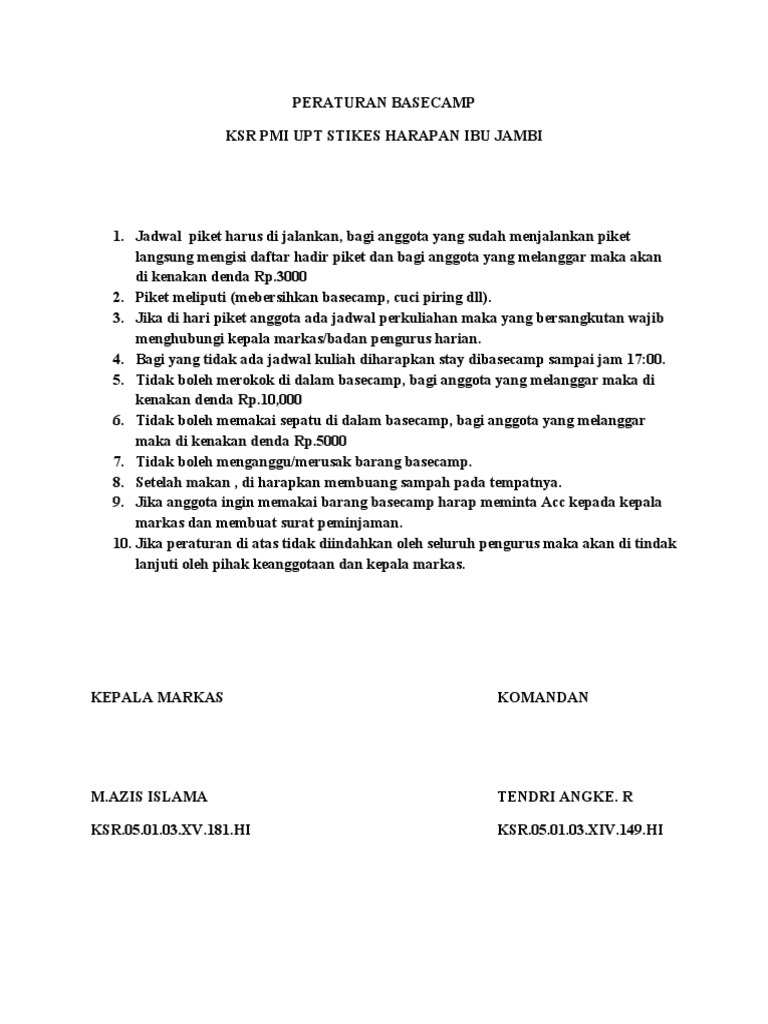 Peraturan Basecamp | PDF