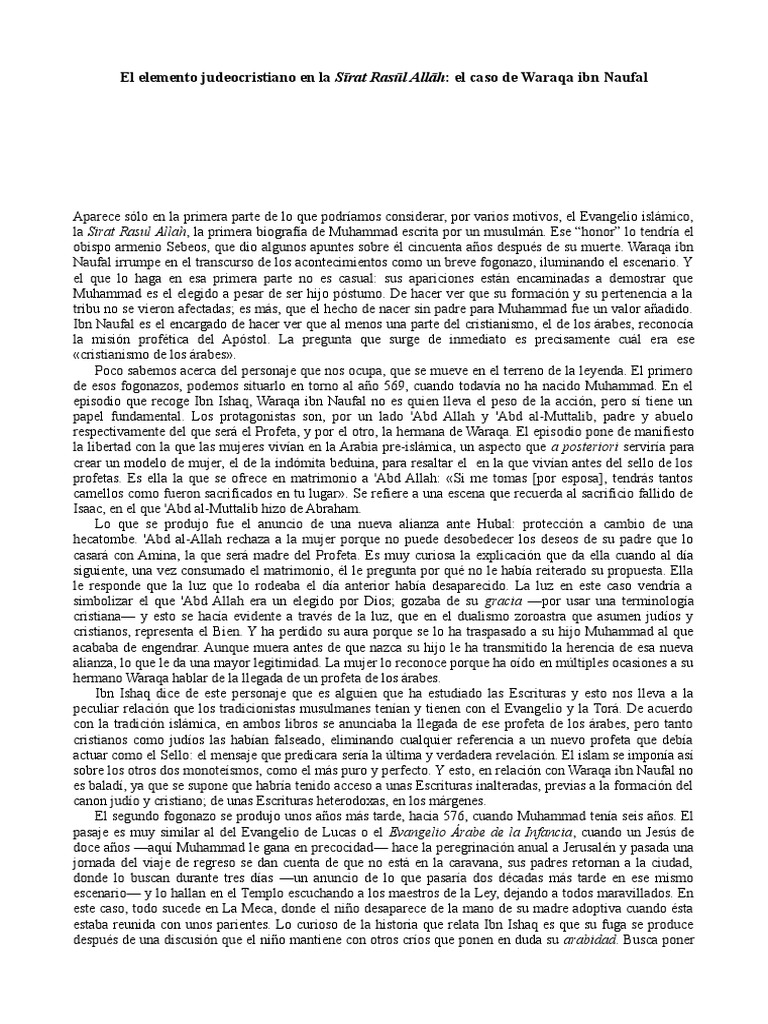 Waraqa ibn Naufal y el cristianismo árabe | PDF | Mahoma | Jesús