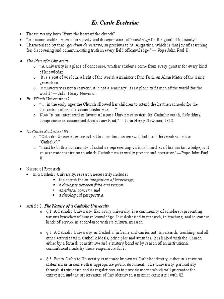 Ex Corde Ecclesiae | PDF | Catholic Church | Bishop