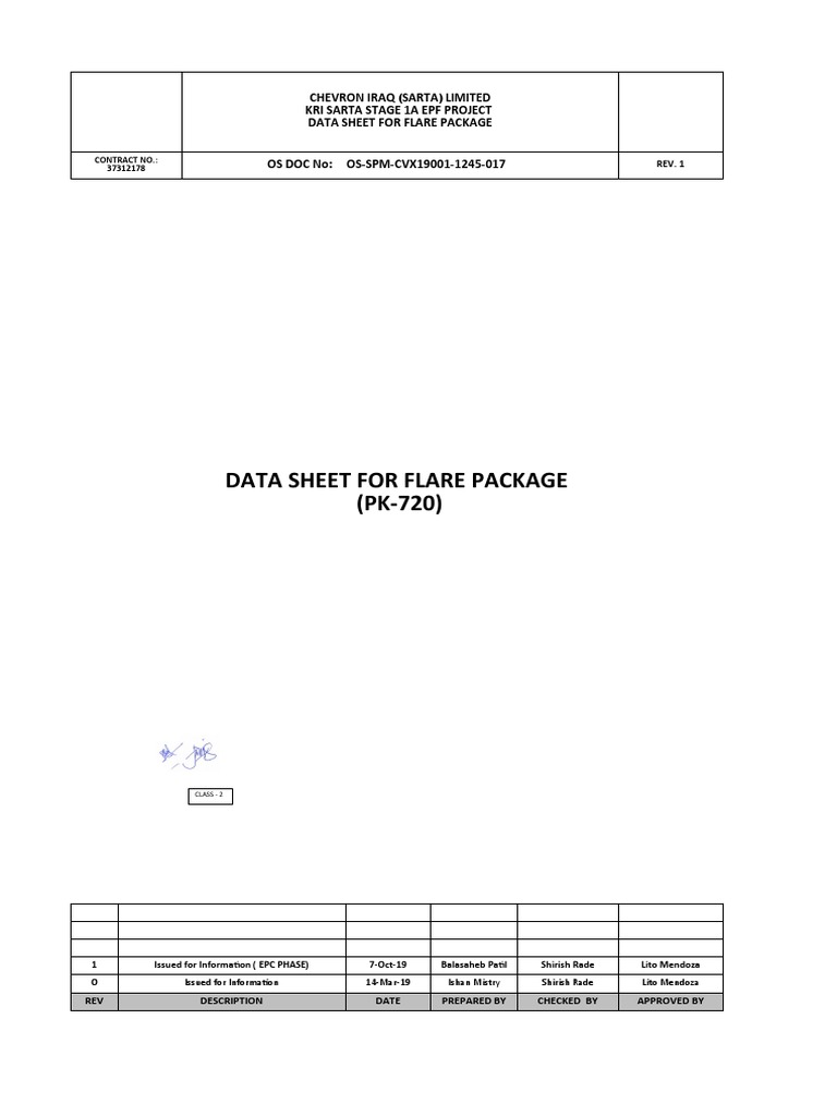 Data Sheet For Flare Package (PK-720) | PDF | Propane | Gases