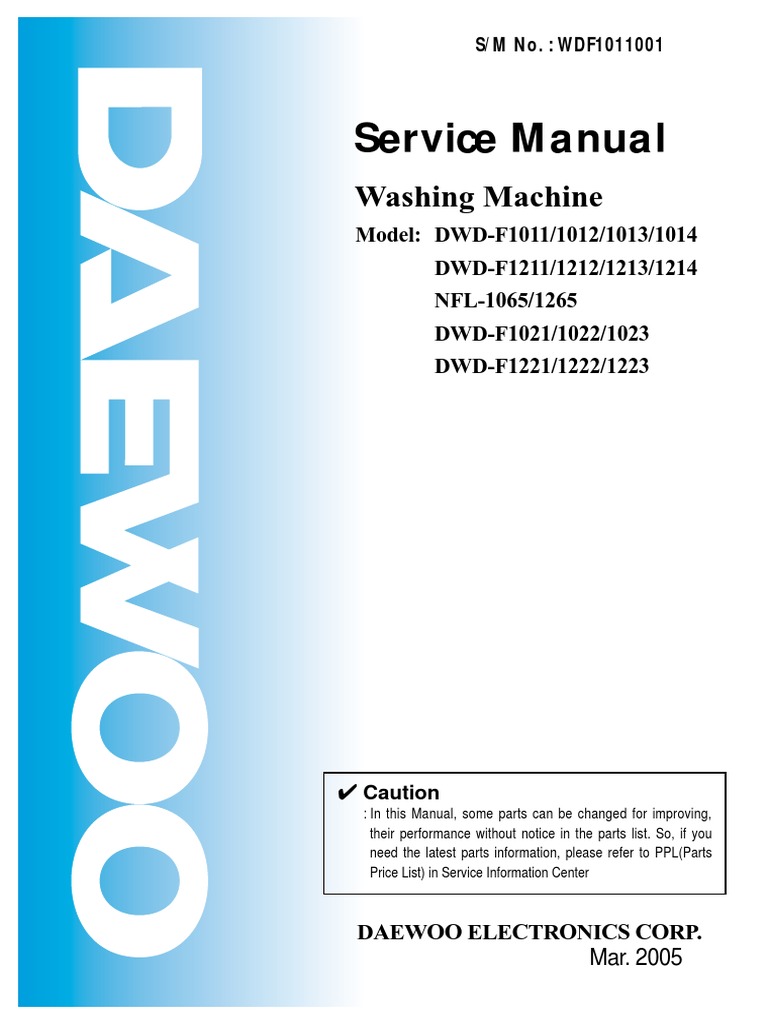 Service Manual: Washing Machine | PDF | Washing Machine | Electrical ...