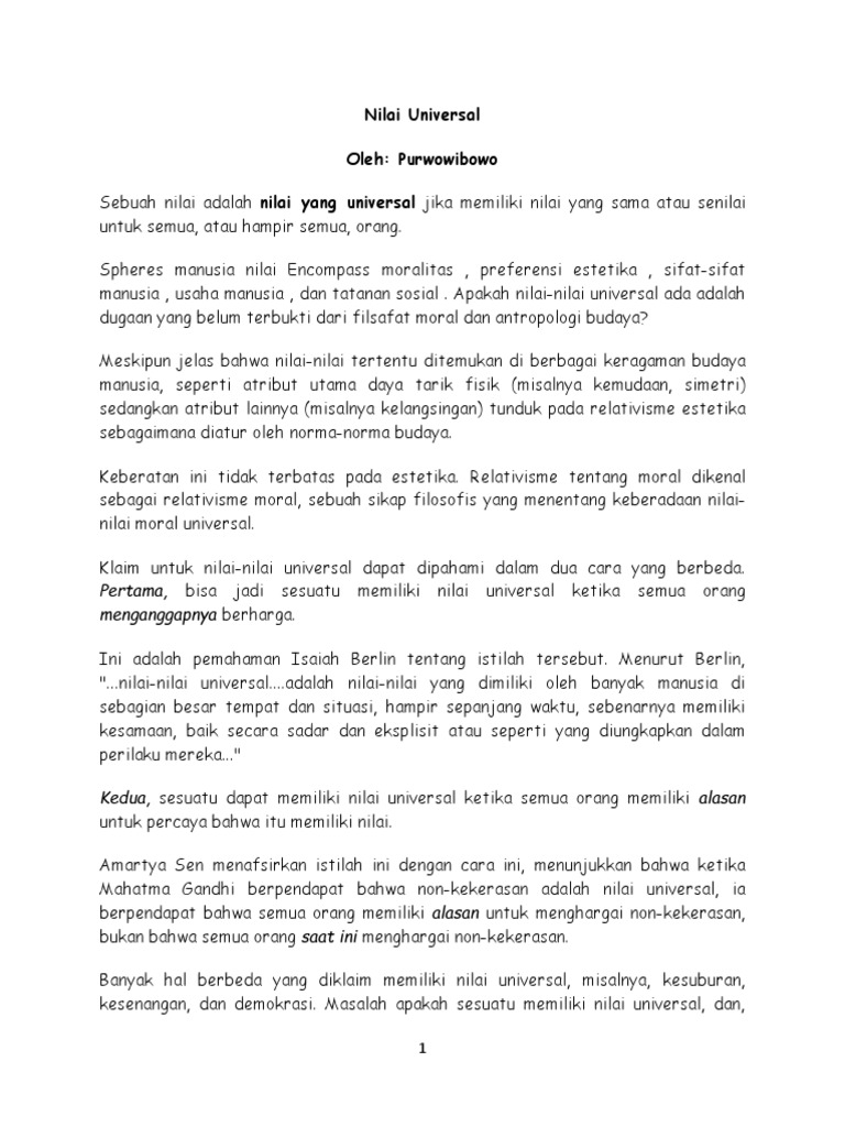 Nilai Universal | PDF