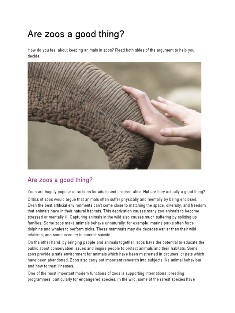 Are Zoos A Good Thing? | PDF | Zoo | Organisms