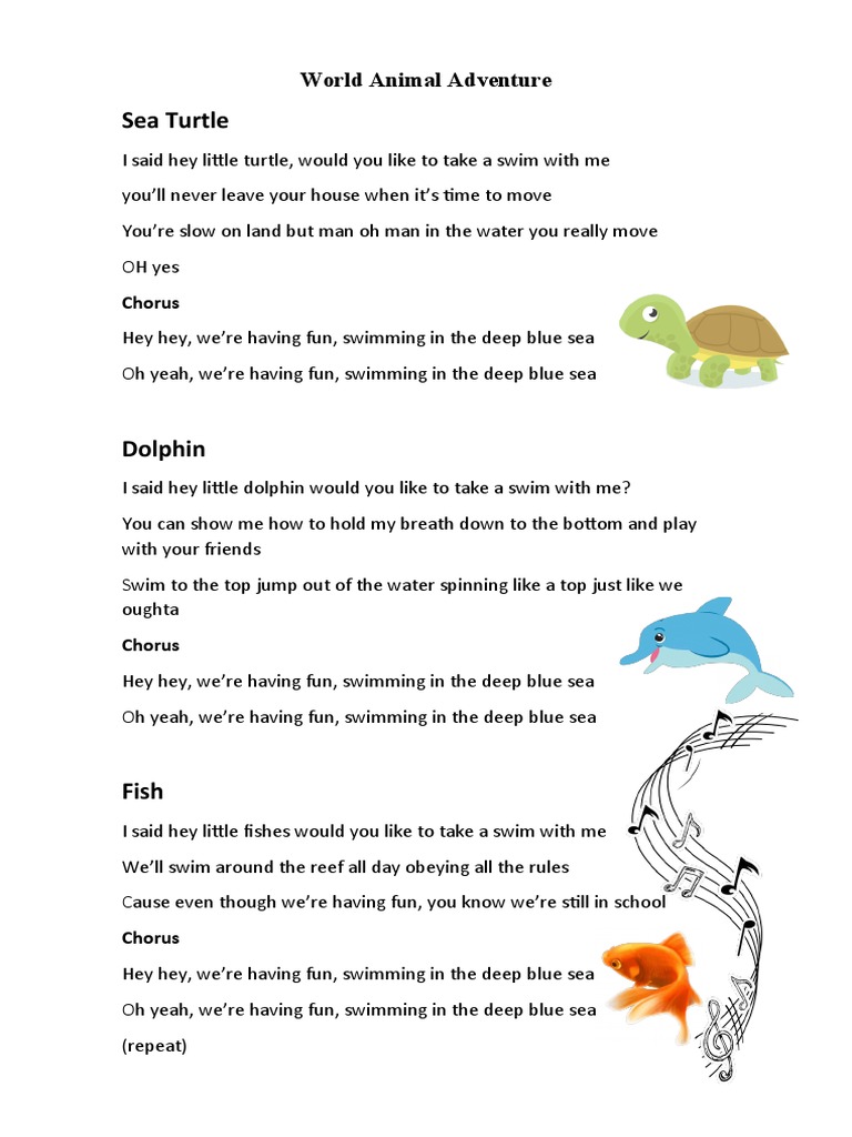 Ocean Adventure Song Lyrics | PDF | Cooking, Food & Wine | Art