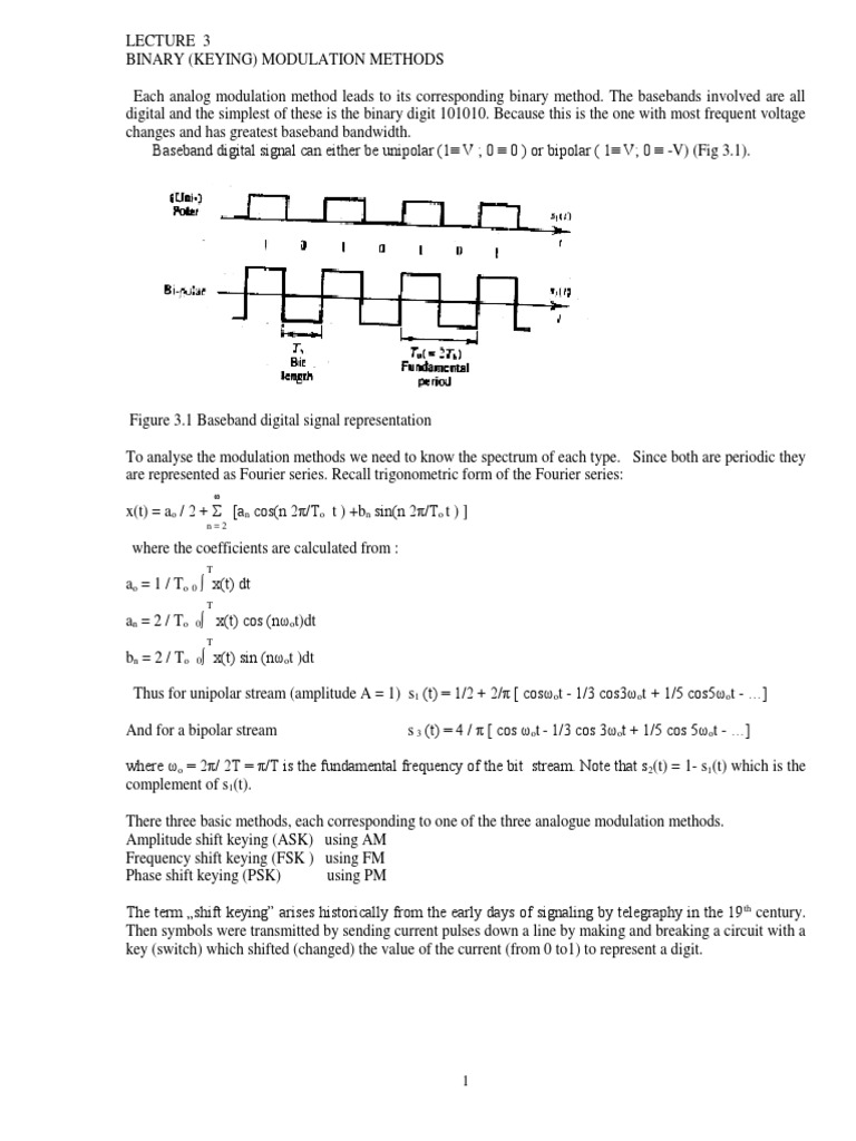 Chapter 3 Binarykeying Modulation Methods | PDF | Modulation | Wireless