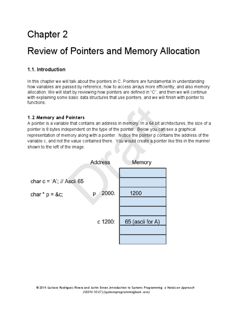 Draft: Chapter 2 Review of Pointers and Memory Allocation | PDF | Pointer (Computer Programming ...